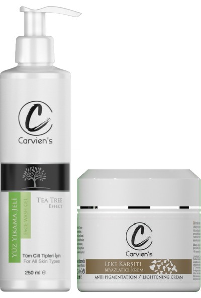 Carvien’s 2'li Set Yüz Yıkama Jeli & Leke Karşıtı ve Beyazlatıcı Krem