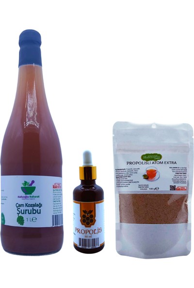 Hafızoğlu Baharat Şifa Box Small Çam Kozalağı Şurubu 1 lt + Propolis 50 ml + Atom Extra 100 gr 3'lü Hafızoğlu Baharat Şifa Box Small Çam Kozalağı Şurubu 1 lt + Propolis 50 ml + Atom Extra 100 gr 3'lü