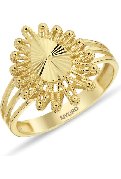 MYOROGOLD 14 Ayar Altın Taşsız Kalemli Yüzük