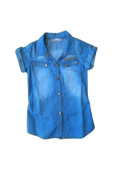 Mutlu Kız Çocuk Mavi Kot Gömlek 155-247-1