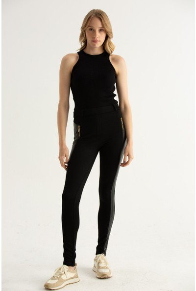 Sweater Siyah Yan Derili Tayt Sweater Siyah Yan Derili Tayt