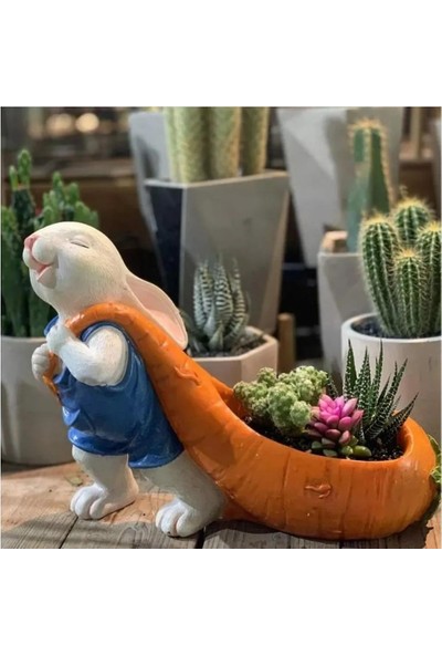 Trend Atölye Havuç Taşıyan Tavşan Kokulutaş Saksı