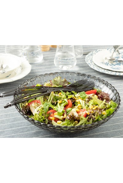 English Home Flare Plastik 3 Parça Salata Seti 29 cm Füme English Home Flare Plastik 3 Parça Salata Seti 29 cm Füme