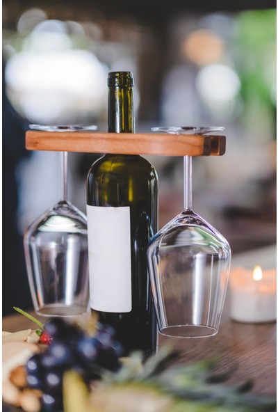 See Me Masif Ahşap Şarap Kadehi Standı