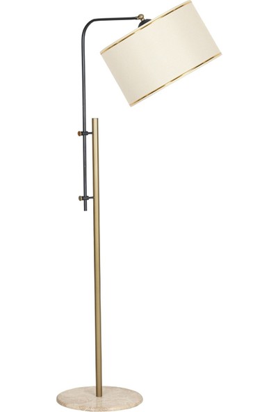 Vinner Eskitme Kaplama Asansörlü Mermer Tabanlı Metal Lambader Gold Şeritli Krem