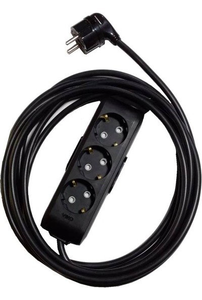 Viko 3'lü Siyah Topraklı Çocuk Korumalı Grup Priz 10 Metre (L Fiş)