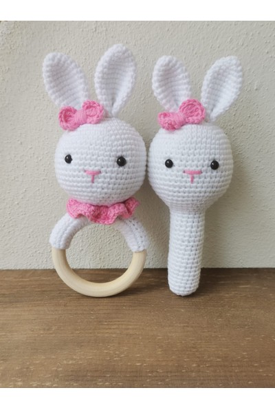Toys City Tavşan 2'li Çıngırak Seti Organik Örgü Oyuncak