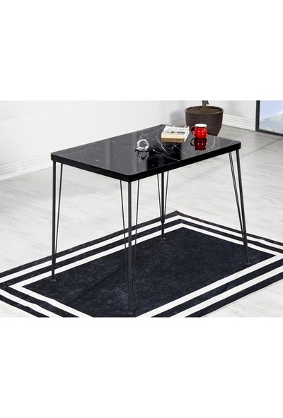 Trendy Assel Alvin Yemek Masası Mutfak Masası -Siyah Mermer 60X90 Trendy Assel Alvin Yemek Masası Mutfak Masası -Siyah Mermer 60X90