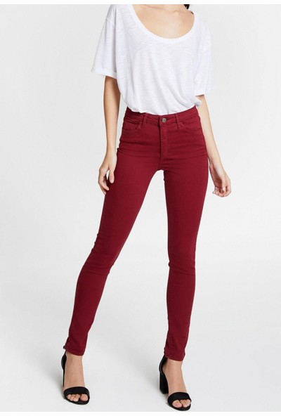 Leon Kadın Bordo Kanvas Pantolon 210-1-004832-500 Bordo