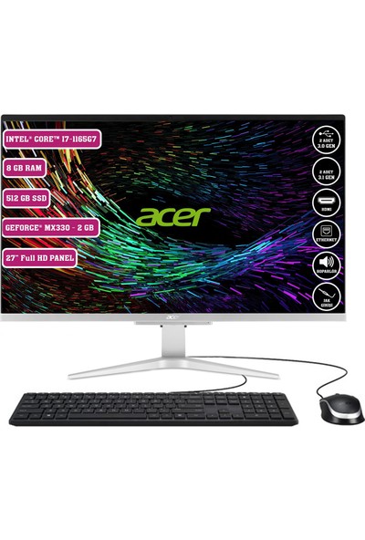 Acer Aspire C27-1655 Intel Core i7 1165G7 8GB 512GB SSD MX330 Freedos 27 Acer Aspire C27-1655 Intel Core i7 1165G7 8GB 512GB SSD MX330 Freedos 27