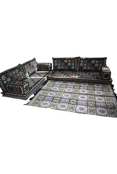 Coton Osmanlı Desenli Şark Köşesi Minderi 120 cm * 180 cm Kilim Takımı Konsept Gri 10 Parça Sünger Dahil ( Dolu ) Coton Osmanlı Desenli Şark Köşesi Minderi 120 cm * 180 cm Kilim Takımı Konsept Gri 10 Parça Sünger Dahil ( Dolu )