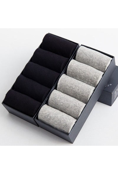 Bgk 10 Çift Erkek Siyah+Gri Soket Çorap Pamuk