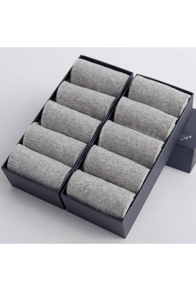 Bgk 10 Çift Erkek Gri Soket Çorap Pamuk