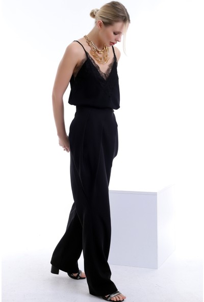 Dreamlike Özel Tasarım Askılı Dantelli Bluz Plazzo Pantolon Takım