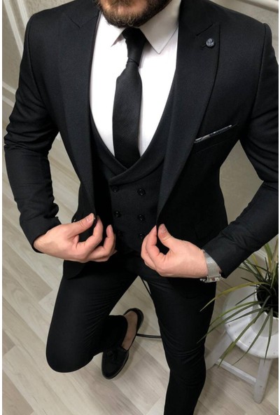 Smokin Giyim Siyah Slim Fit Takım Elbise