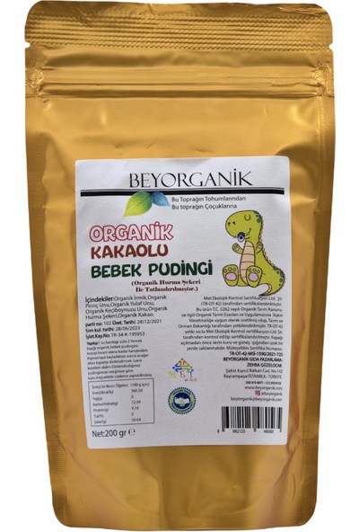 Beyorganik Organik Kakaolu Bebek Pudingi 200 gr (Organik Hurma Tozu ile Tatlandırılmış) Beyorganik Organik Kakaolu Bebek Pudingi 200 gr (Organik Hurma Tozu ile Tatlandırılmış)