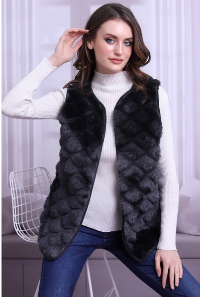 Cotton Mood 21505141 Kürk Baklava Desenli Astarsız Kolsuz Yelek Antrasıt Cotton Mood 21505141 Kürk Baklava Desenli Astarsız Kolsuz Yelek Antrasıt