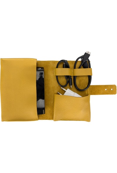 PLM Deri Kablo Aksesuar Taşıma Çantası FL12 Sarı PLM Deri Kablo Aksesuar Taşıma Çantası FL12 Sarı