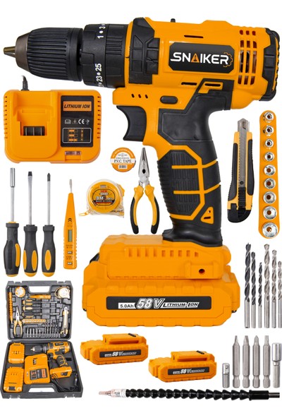 Alman Technology 58 V 5 Ah Darbeli Çift Akülü Şarjlı Vidalama Matkap 32 Parça Hobi Set Alman Technology 58 V 5 Ah Darbeli Çift Akülü Şarjlı Vidalama Matkap 32 Parça Hobi Set
