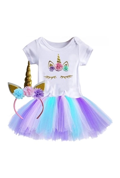 Bba New Trend Bba New Trend,unicorn Doğum Günü Tütü Etek Seti,kız Çoçuk Unicorn Tütü Etek