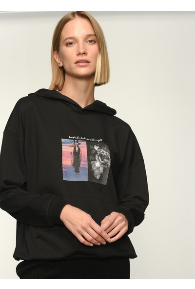 People By Fabrika Sweatshirt, L, Siyah