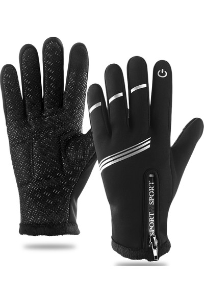 Shopfocus Kış Içiç Dokunmatik Ekran Hassasiyetli Rüzgar Geçirmez Bisiklet Eldiveni Xl - Siyah (Yurt Dışından)