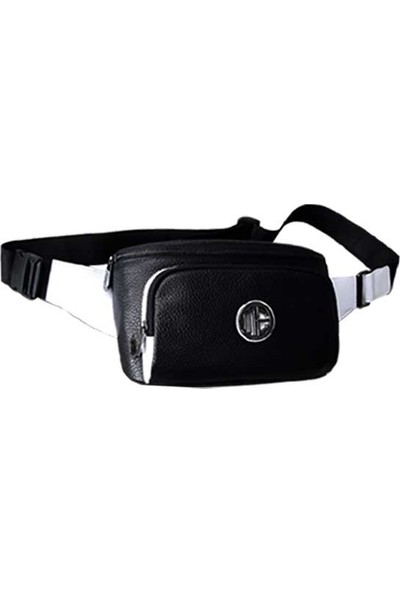 Meg Hakiki Deri Siyah-Beyaz Unisex Bel-Göğüs ve Sırt Çantası