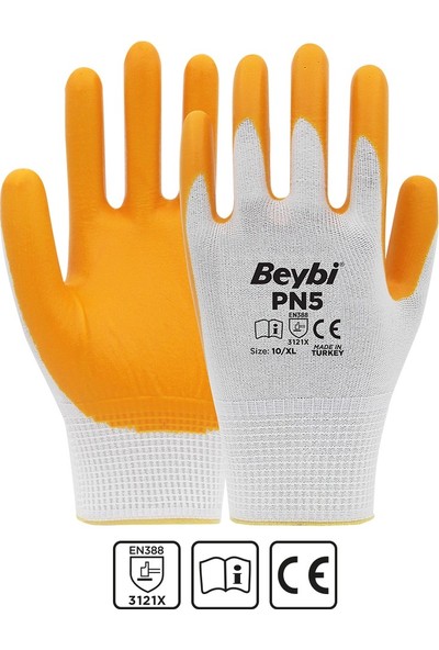 Beybi Pn5 Polyester Örme Nitril Eldiven (9/L) Beybi Pn5 Polyester Örme Nitril Eldiven (9/L)