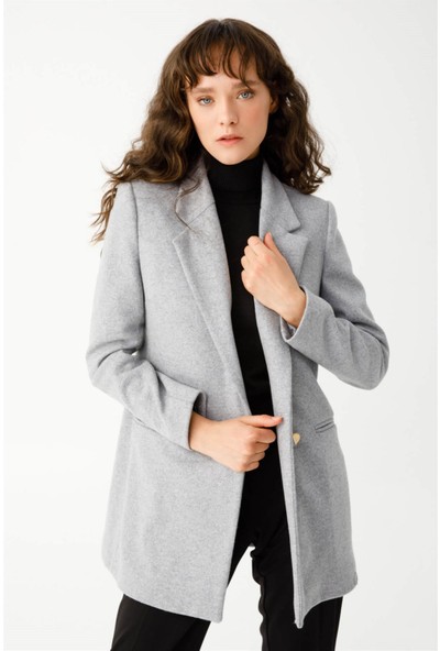 Esswaap Kalın Kumaş Önü Açık Ceket Gri