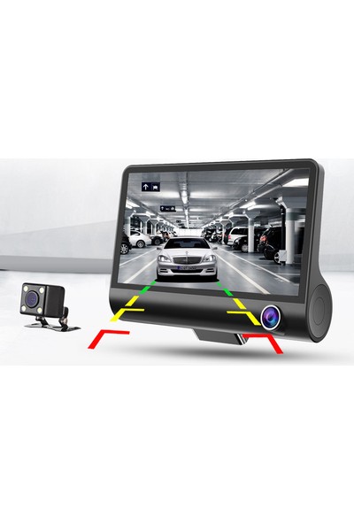 Spysoft 3 Kameralı 4 Inç 1080P Yol Kayıt Kamerası Geri Vites Araç Içi Gece Görüşlü Spysoft 3 Kameralı 4 Inç 1080P Yol Kayıt Kamerası Geri Vites Araç Içi Gece Görüşlü