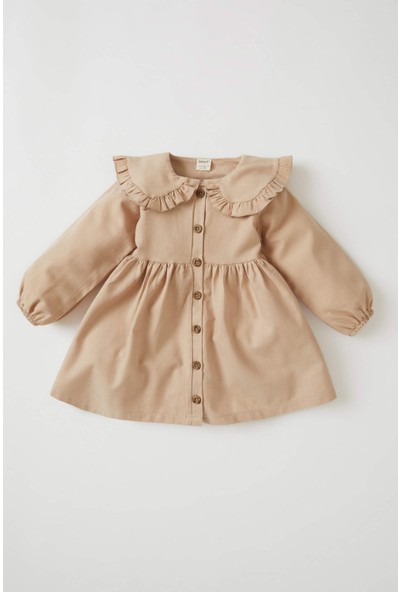 DeFacto Kız Bebek Geniş Yaka Uzun Kollu Twill Elbise X4178A222SP DeFacto Kız Bebek Geniş Yaka Uzun Kollu Twill Elbise X4178A222SP