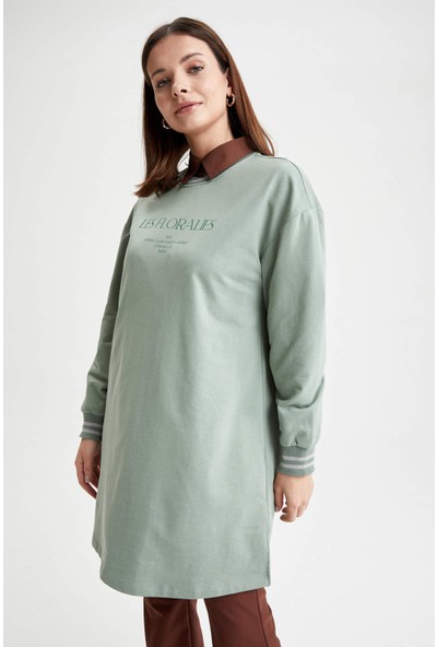 DeFacto Oversize Fit Bisiklet Yaka İnce Sweatshirt Kumaşı Sweatshirt Tunik X0642AZ22SP
