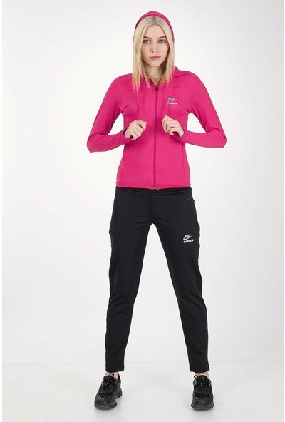 Nike Fuşya Renk Kapüşonlu Dalgıç Kadın Eşofman Takımı