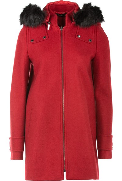 Ekol Kadın Kürk Kapüşonlu Kaşe Yün Kaban 6057009 Kırmızı Ekol Kadın Kürk Kapüşonlu Kaşe Yün Kaban 6057009 Kırmızı