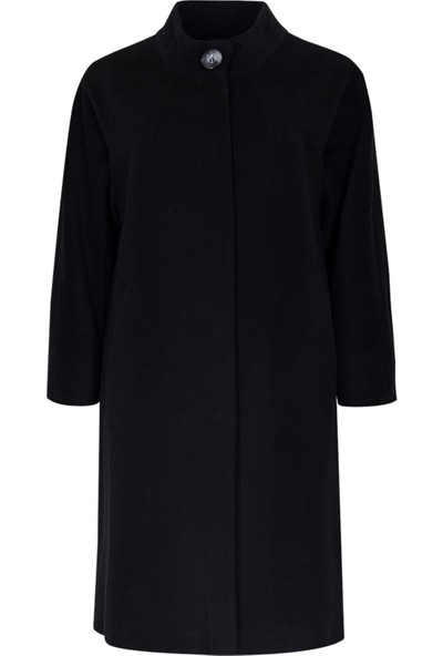 Galaxi Kadın Büyük Beden Hakim Yaka Kaban 3051023 Siyah