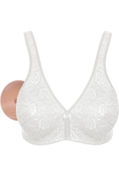 Alışveriş Meydanı Beyaz Penye Pamuk Cepli Protez Sütyen