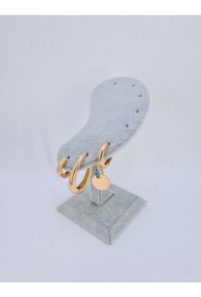 Gercik Aksesuar Nazar Boncuklu 3lü Sallantılı Halka Küpe