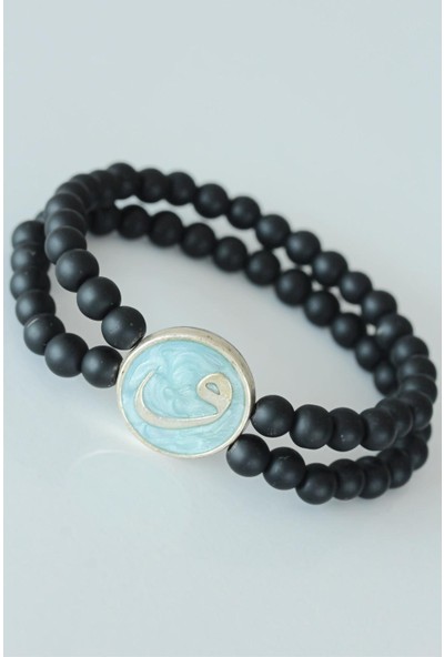 Giraffe Vav Figürlü Mavi Renk Tasarımlı Metal Aksesuarlı Çift Sıra Oniks Doğal Taş Erkek Bileklik Giraffe Vav Figürlü Mavi Renk Tasarımlı Metal Aksesuarlı Çift Sıra Oniks Doğal Taş Erkek Bileklik