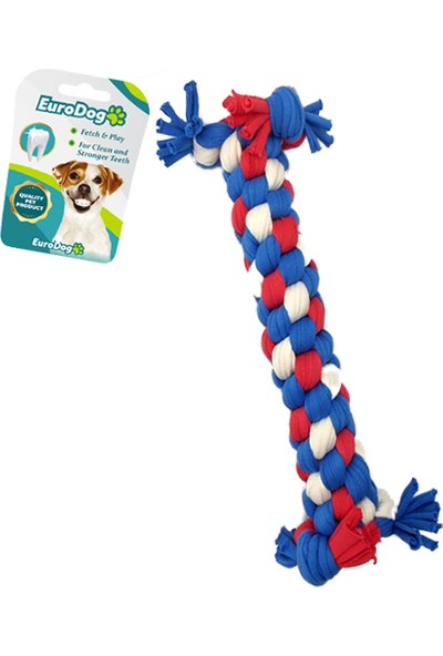 Durbuldum Eurodog Dumbell Diş Ipi Beyaz Mavi Kırmızı 24 cm