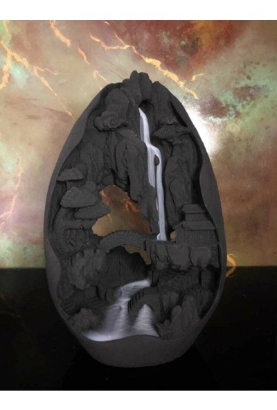 Isem Dağ Geri Akış Şelale Dekoratif Tütsülük Siyah