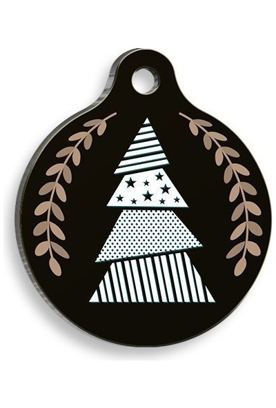 Durbuldum Christmas Serisi Black Tree Yuvarlak Kedi ve Köpek Künyesi