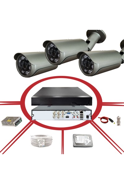 Bises 3' Lü 5 Mp Sony Lens 1080P 8 Süperking LED Metal Kasa Güvenlik Kamerası Seti_bs 3sk8