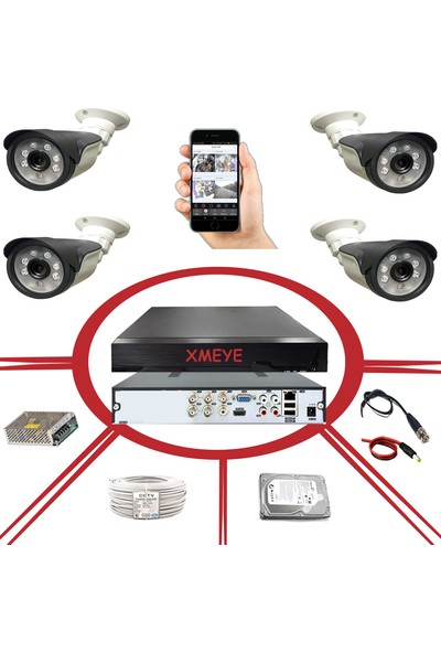 Bises 4' Lü 5 Mp Sony Lens 1080P 6 Süperking LED Plastik Kasa Güvenlik Kamerası Seti_bs 2sk6