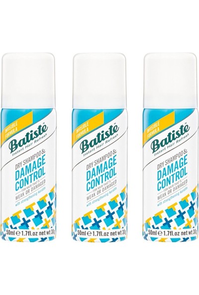 Batiste Yıpranma Karşıtı Kuru Şampuan Hair Benefits Damage Control Dry Shampoo 50 ml X3 Batiste Yıpranma Karşıtı Kuru Şampuan Hair Benefits Damage Control Dry Shampoo 50 ml X3