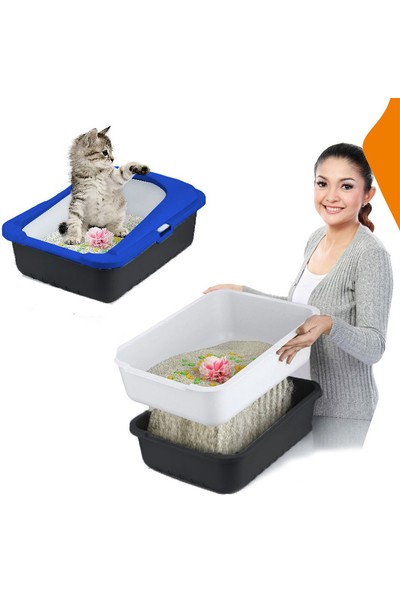 E Life Tasarım Elekli Kedi Kumluğu Mavi