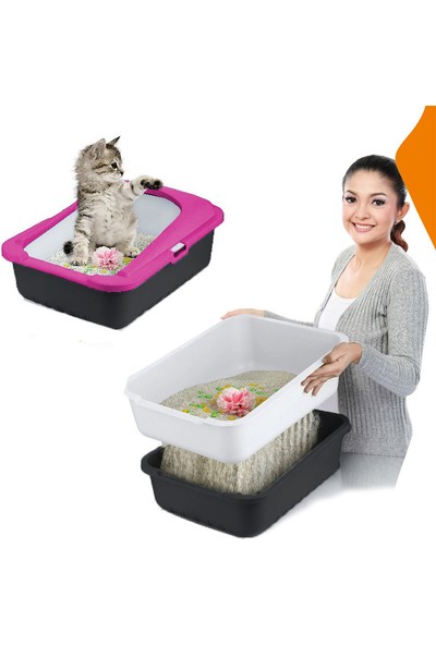 E Life Tasarım Elekli Kedi Kumluğu Pembe