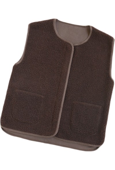 Luolaifushi Kadın Peluş Yelek Kahverengi (Yurt Dışından)