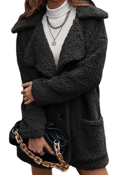 Myfeel Kadın Polar Peluş Kışlık Ceket - Siyah (Yurt Dışından) Myfeel Kadın Polar Peluş Kışlık Ceket - Siyah (Yurt Dışından)