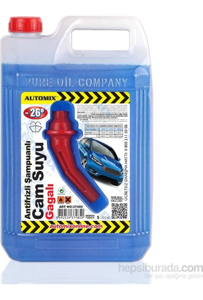 Automix Antifrizli Şampuanlı Cam Suyu Gagalı 5 Lt