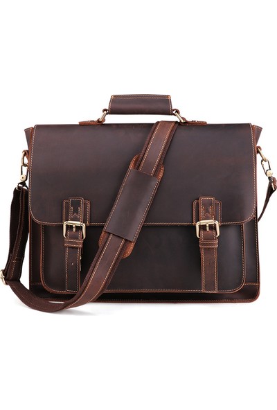 Span Eskitme Kahve Unisex Deri Evrak&laptop Çantası Span Eskitme Kahve Unisex Deri Evrak&laptop Çantası